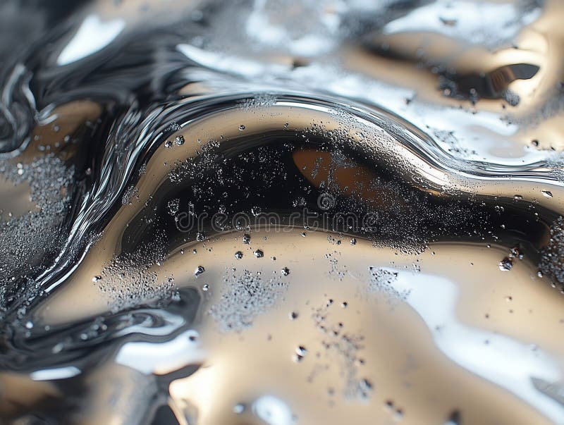 Smooth Silver Metallic Texture Liquid Metal Mercury Or Gallium With Shiny Light Reflection