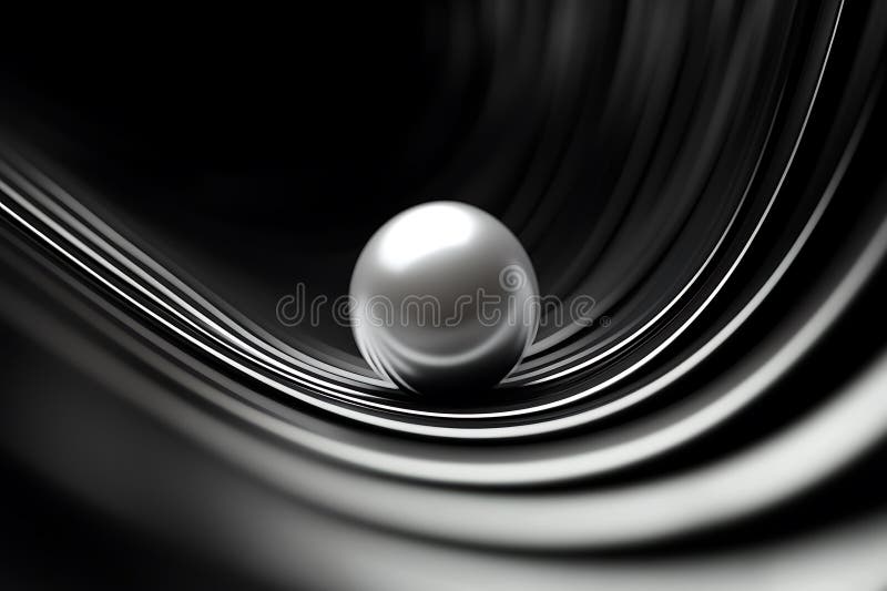 Smooth, Silver Sphere Rests on Dark, Flowing Lines Stock Illustration ...