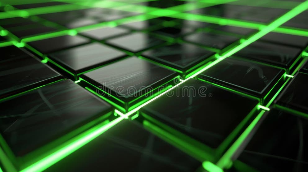 Smooth Silver Surface with Glowing Green Grid Lines: Sleek and Techy ...