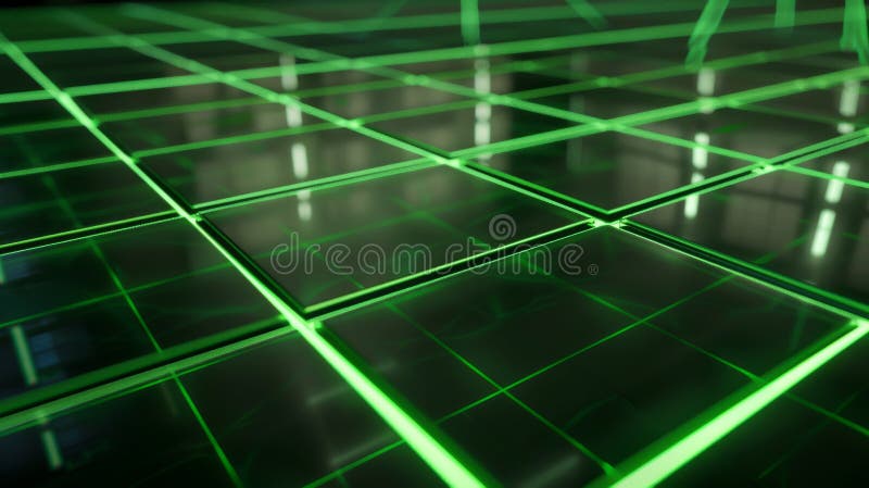 Smooth Silver Surface with Glowing Green Grid Lines: Sleek and Techy ...