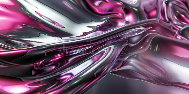 Smooth Silver Surface with Glowing Pink Fractal Designs: Sleek and ...