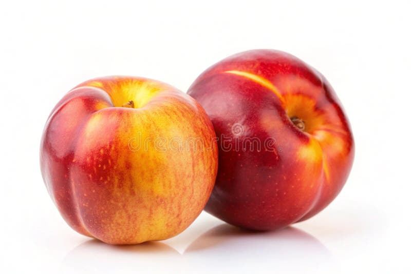 Smooth-Skinned Nectarine Fruit with Kernel Isolated on White Background ...