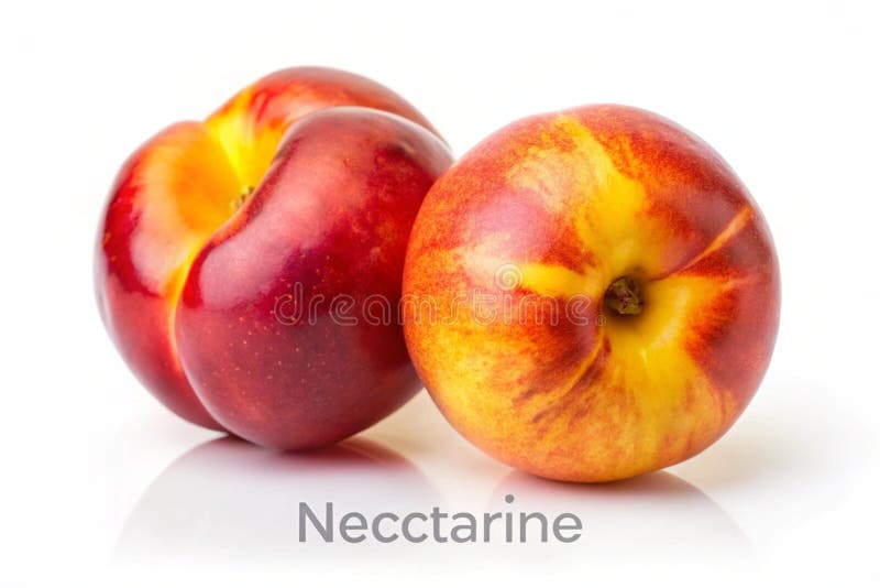 Smooth-Skinned Nectarine Fruit with Kernel Isolated on White Background ...