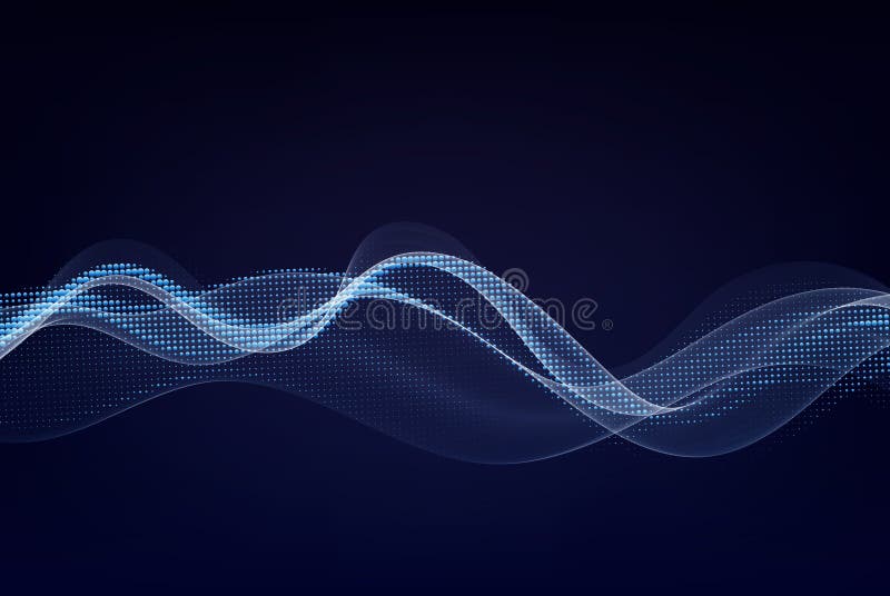 Smooth Smoke Particle Wave, Big Data Techno Background with Glowing ...