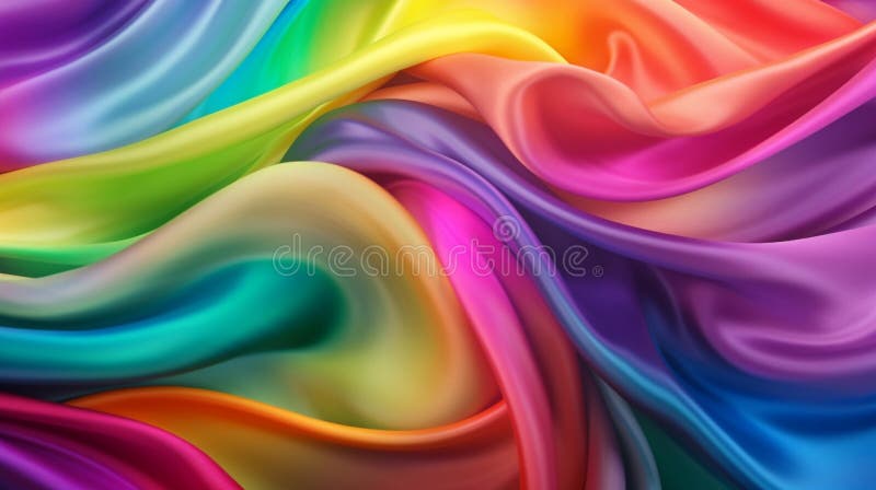 Smooth and Soft Rainbow Colored Satin Silk Background. Generative AI ...