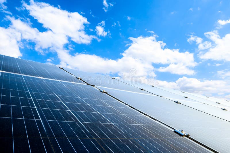 Smooth Solar Panels and Beautiful Sky Landscape Stock Image - Image of ...