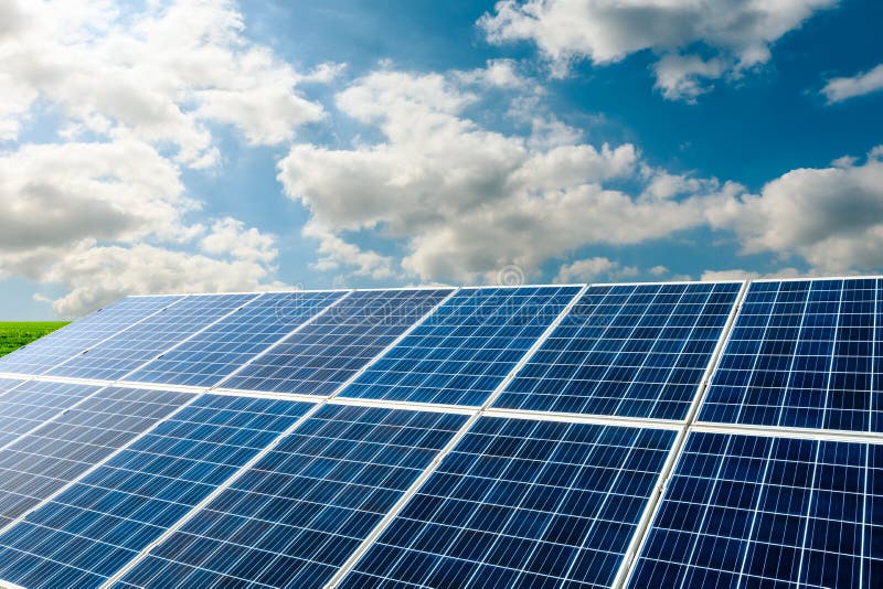 Smooth Solar Panels and Beautiful Sky Landscape Stock Image - Image of ...