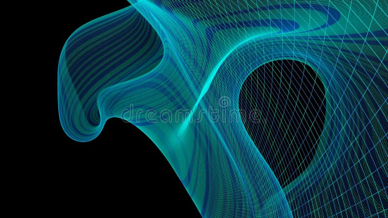 Smooth Spinning Bended Wave Surface on a Black Background. Design ...