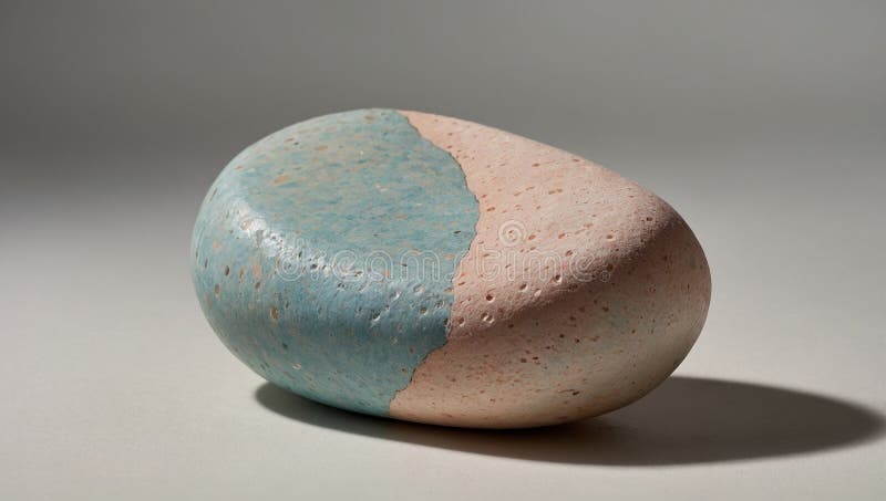 Smooth Stone with Abstract Blue and Pink Color Patterns on Neutral ...
