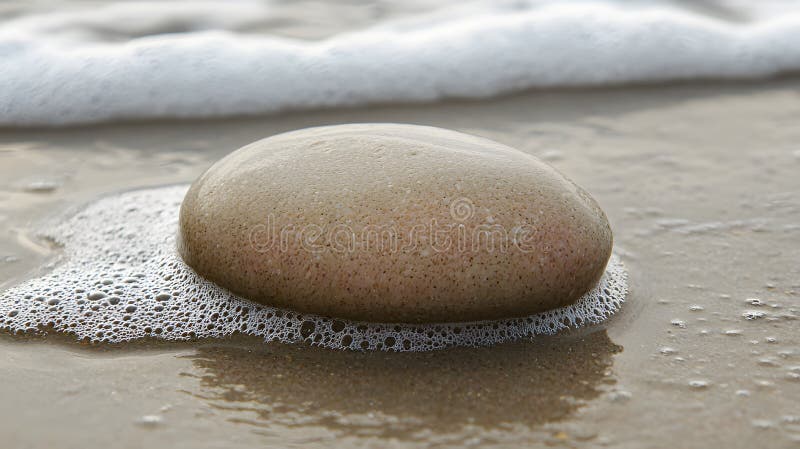 Smooth Stone on a Beach with Ocean Waves Stock Illustration ...
