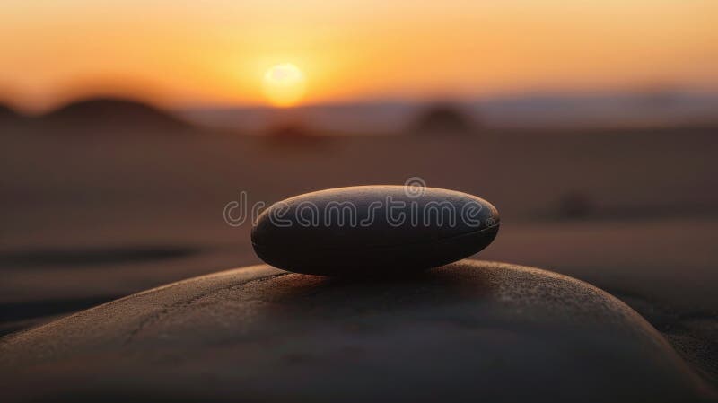 Smooth Stone on the Beach at Sunset, Close-up View. Tranquility and ...