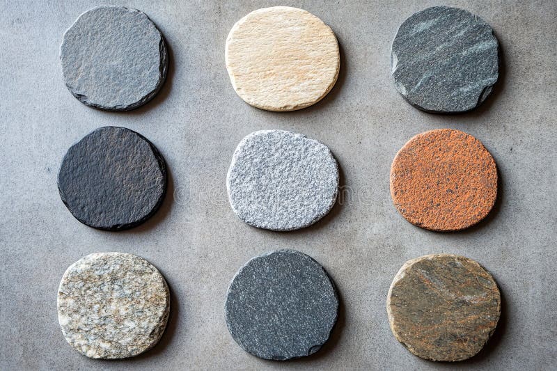 Smooth Stone Coaster Set Arranged Neatly on a Neutral Surface Stock ...