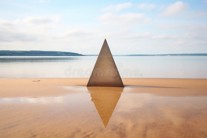 A Smooth Stone Pyramid on a Sandy Beach Stock Illustration ...