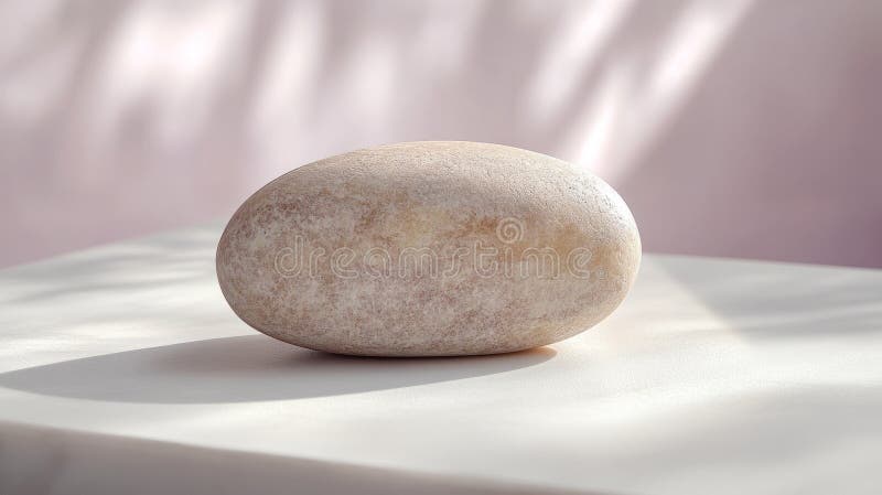 A Smooth Stone on a Soft Surface with Gentle Lighting. Stock Image ...
