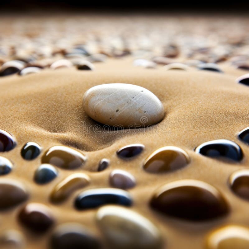 Smooth Stone Standing Out among Pebbles on Sand Stock Illustration ...