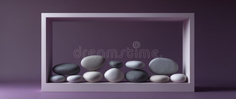 Smooth Stones Arranged in a Frame on Purple. Stock Image - Image of ...