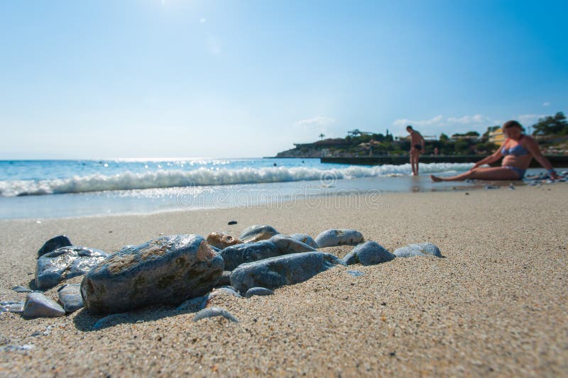 Smooth Stones on the Beach, Sea Rest Stock Image - Image of backdrop ...