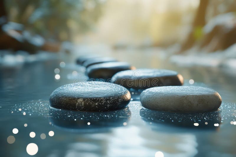 Smooth Stones Create a Peaceful Path Across a Tranquil Stream in a ...