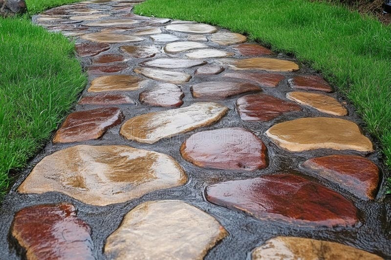 Garden Pathway Made Smooth Rounded Stones Stock Photos - Free & Royalty ...