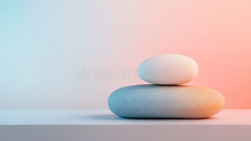 Smooth Stones Stacked Harmoniously on a Plain Surface with a Soft ...