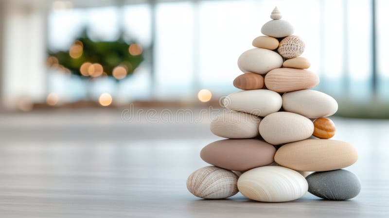 Smooth Stones Stacked in a Pyramid Create a Calming and Balanced Scene ...