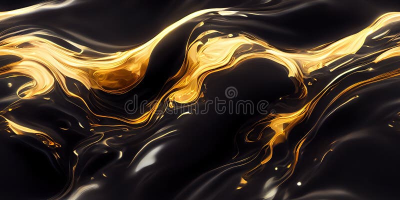 A Smooth Stream of Black and Gold Fluid is Flowing. Stock Illustration ...
