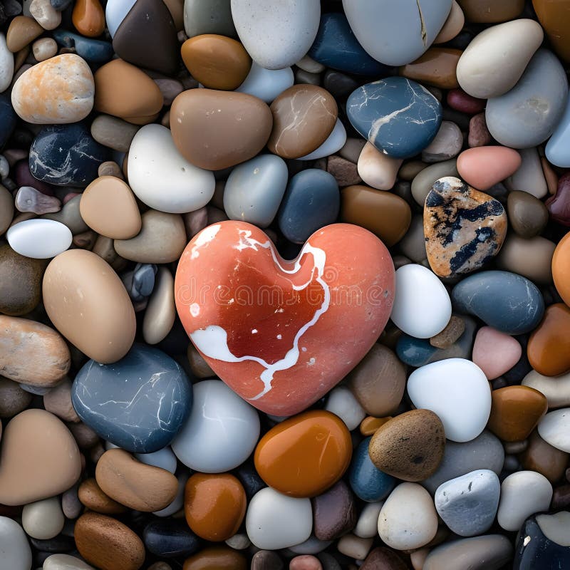 Smooth Streamlined Stones in the Middle of a Heart-shaped Stone. Heart ...