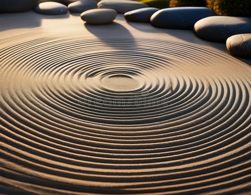 The Smooth Surface of a Japanese Zen Garden with Concentric Circles ...