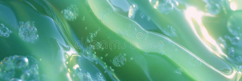 Translucent Aloe Gel Exhibiting Shimmering Texture and Tiny Suspended ...