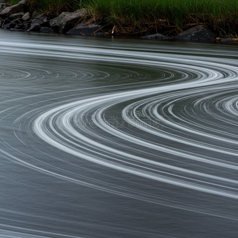 Smooth, Sweeping Arcs of White Foam Lines Flow Across the Surface of a ...