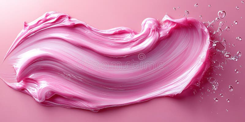 Swirling Pink Cream on Soft Pink Background with Droplets Capturing a ...