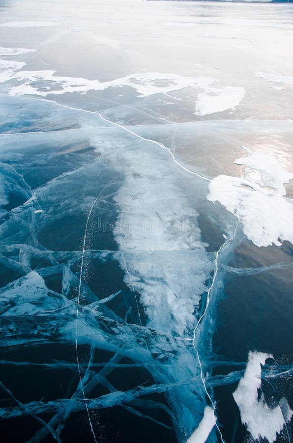 Smooth Transparent Ice of Lake Baikal. Stock Image - Image of lake ...