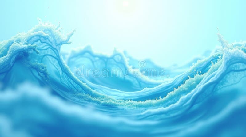 Smooth Turquoise Fluid Waves in Soft Motion on a Light Background ...