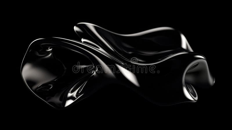 Smooth, Undulating, Black, Glossy Shape with Organic Curves and ...
