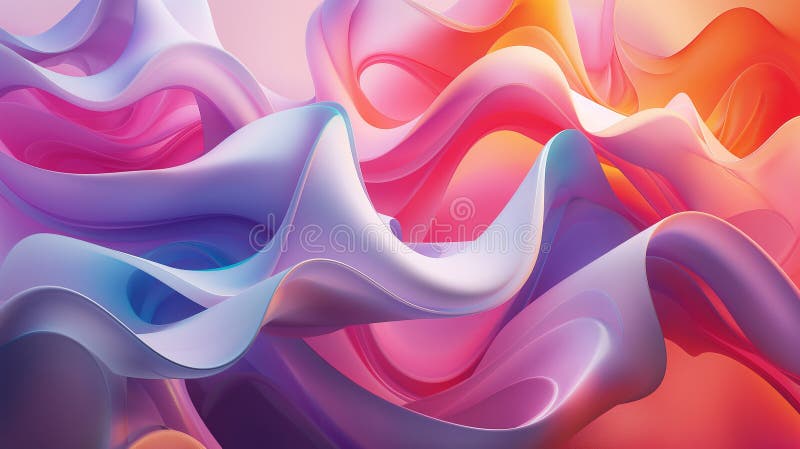 Smooth, Undulating Colourful Ribbons in Vibrant Hues Intertwine and ...