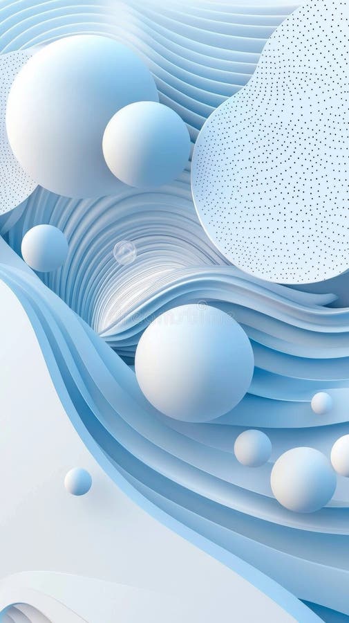 Smooth, Undulating Light Blue Shapes and Spheres Intertwine, Forming an ...