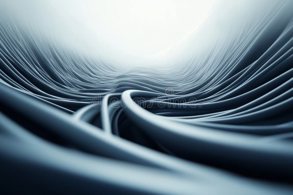 Smooth Undulating Lines Create An Abstract Wave Pattern Flowing Towards A Bright Light Source
