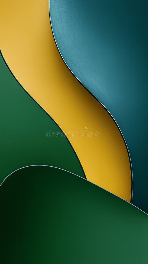 Smooth, Undulating Shapes in Shades of Green, Yellow, and Teal Create a ...