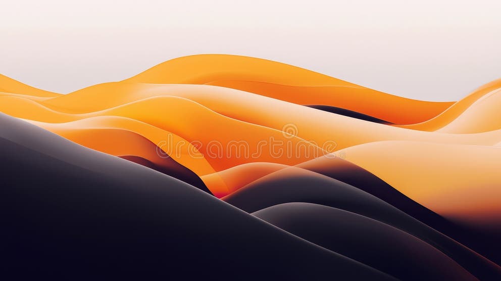 Smooth, Undulating Waves of Orange and Black Create a Mesmerizing Abstract Landscape, Blending ...