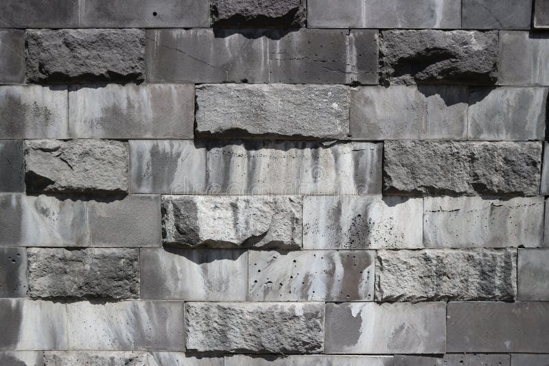 Smooth and Untreated Gray Rectangular Granite Stone Wall, Rubblework ...