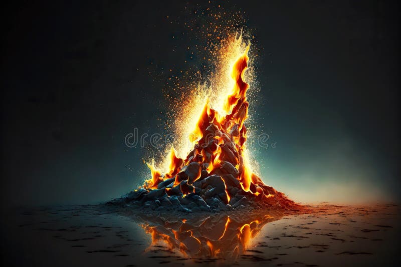 Smooth Vertical Blaze Fire Flame on Ground Stock Illustration ...