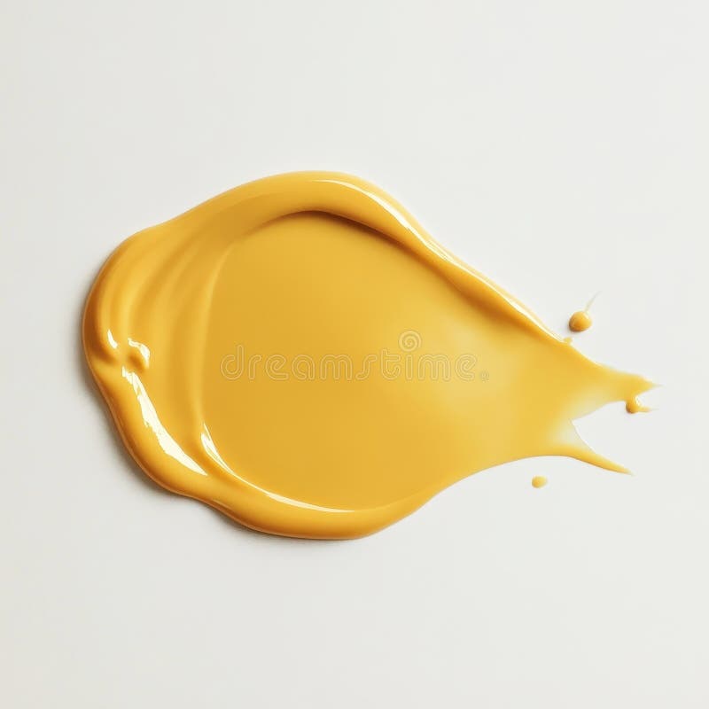 A Smooth, Vibrant Yellow Paint Splash on a White Background Stock ...