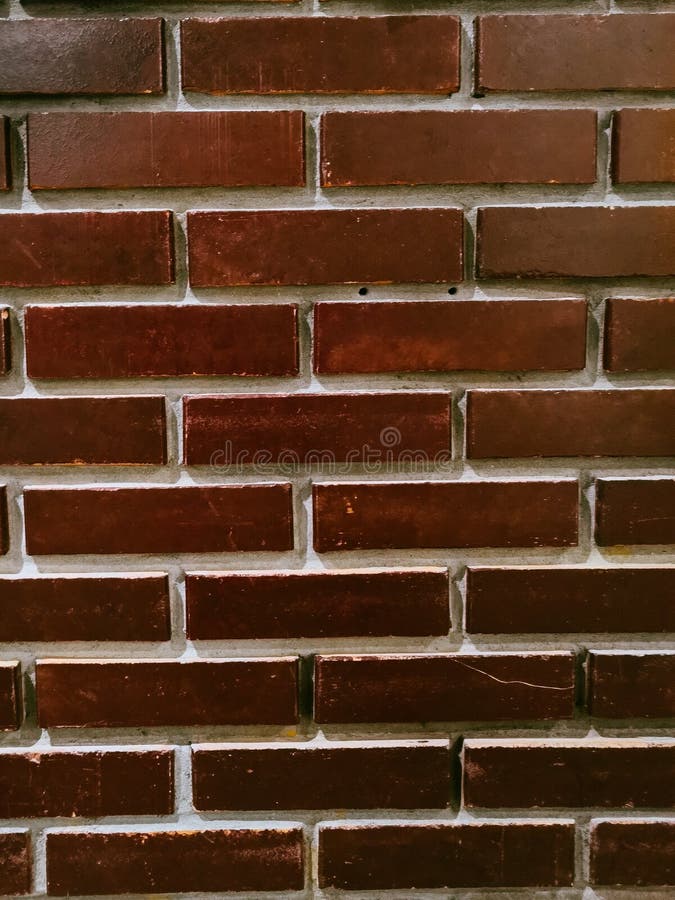 Smooth Wall of Dark Red Brick. Red Brick Wall Background Stock Photo ...