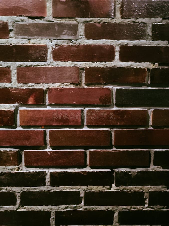 Smooth Wall of Dark Red Brick. Red Brick Wall Background Stock Photo ...