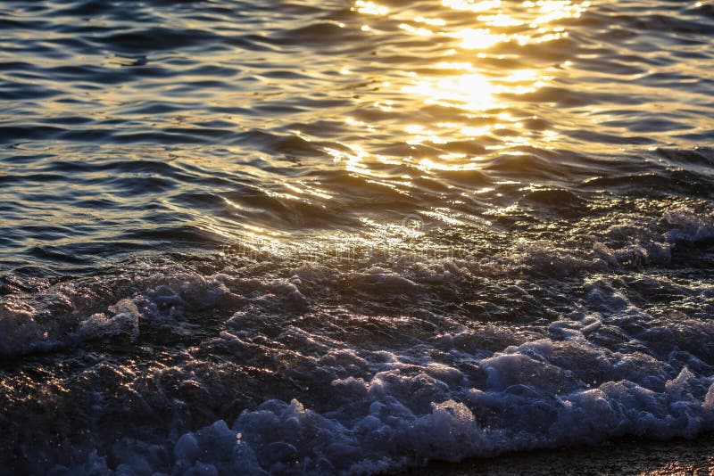 Smooth Water in the Sea in the Rays of Sunset Stock Photo - Image of ...