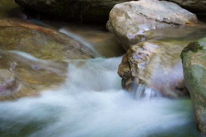 Smooth Water between Stones in the Forest. Smooth Water Stock Image ...