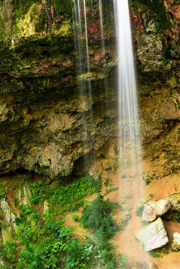 Smooth Waterfall in the Forest on Mountain Stock Photo - Image of moss ...