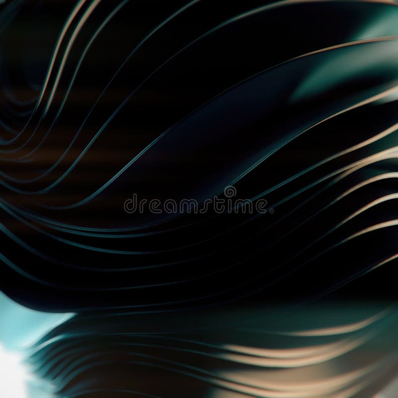Smooth Wave Digital Illustration of Stripes of Metallic Shiny Dark ...