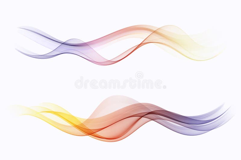 Smooth Wave Flow of Transparent Abstract Wave Color Spectrum. Set of ...