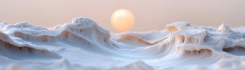 Smooth Waves of Milk Create a Surreal Landscape Under a Softly Glowing ...